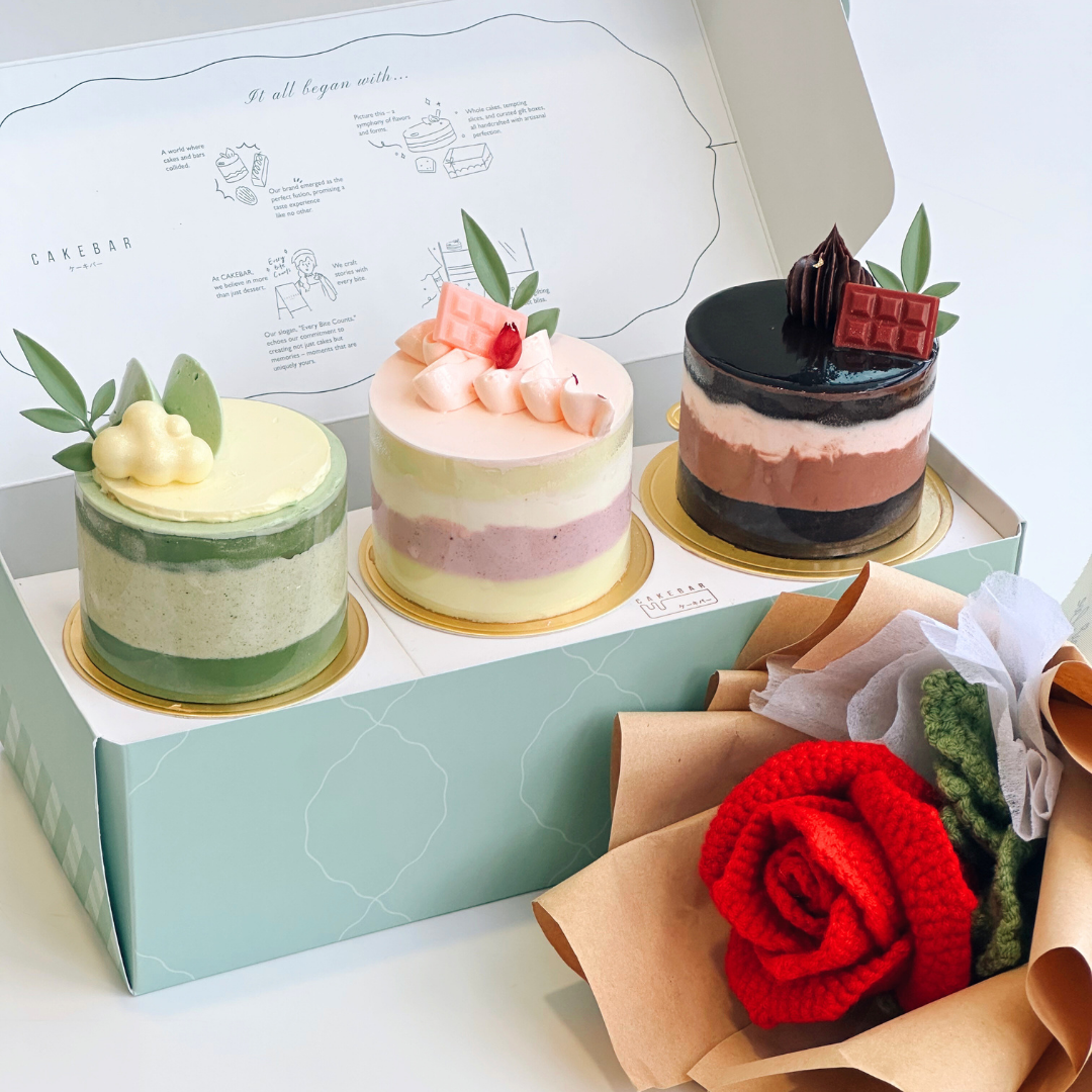 Mix 3 Single Cake Box with Rose – CAKEBAR.COM.SG